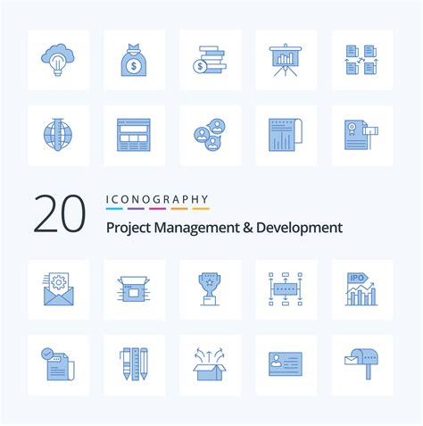 20 Project Management And Development Blue Color Icon Pack Like Planning Business Release