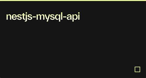 Nestjs Mysql Api Codesandbox