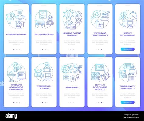 Programmer Skills Blue Gradient Onboarding Mobile App Screen Set Stock Vector Image And Art Alamy