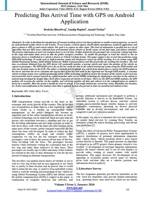 Predicting Bus Arrival Time With Gps On Pdf Global Positioning System Computing