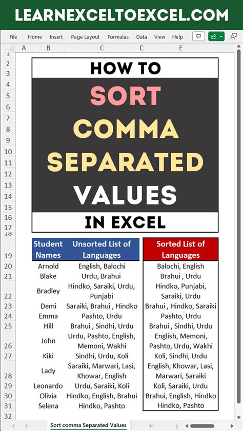 Sort Comma Separated Values In Excel Using Formula Learning Microsoft