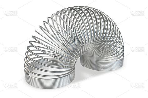 三维渲染的金属玩具螺旋弹簧