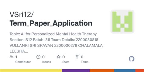 Github Vsri12termpaperapplication Topic Ai For Personalized