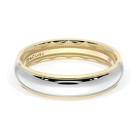 Rounded High Polish Finish Wedding Band In 18kt Yellow Gold And Platinum