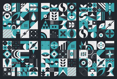 Set Abstract Geometric Pattern Design In Modern Style Vector Illustration 27574503 Vector Art