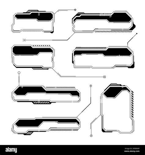Black Futuristic Hud Or Ui Elements Sci Fi User Interface Text Boxes