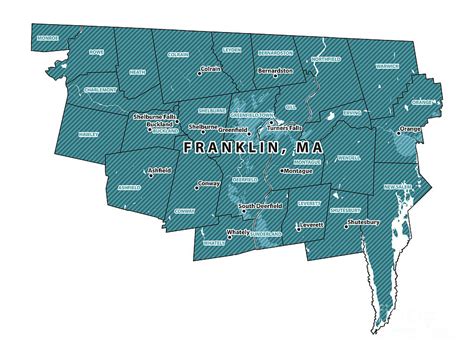 Massachusetts Franklin County Vector Map Digital Art By Frank Ramspott