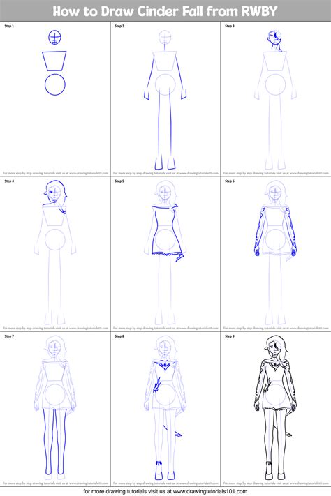 How To Draw Cinder Fall From Rwby Rwby Step By Step