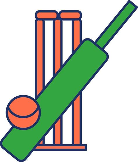Ball With Bat And Wicket Stump Orange And Green Icon 24154775 Vector Art At Vecteezy