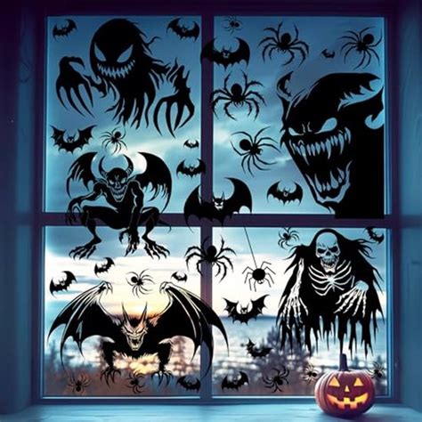 5 Vellen 37 Stuks Gigantische Griezelige Halloween Raamstickers Enge