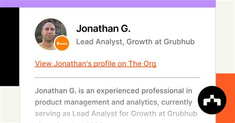 Jonathan G Lead Analyst Growth At Grubhub The Org