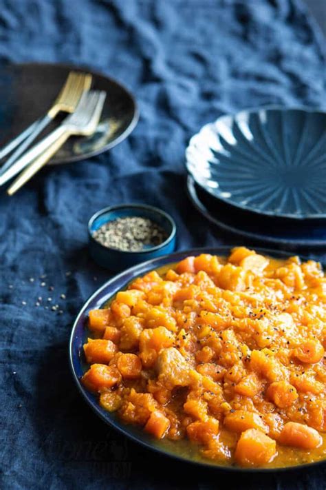 Vegetarische Stoofpot Met Pompoen En Zoete Aardappel