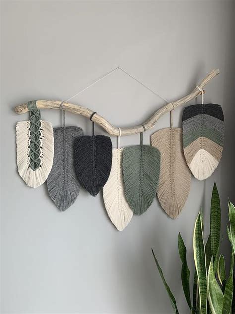 Макраме листочки перышки — цена 4500 грн в каталоге Настенный декор Купить товары для дома и