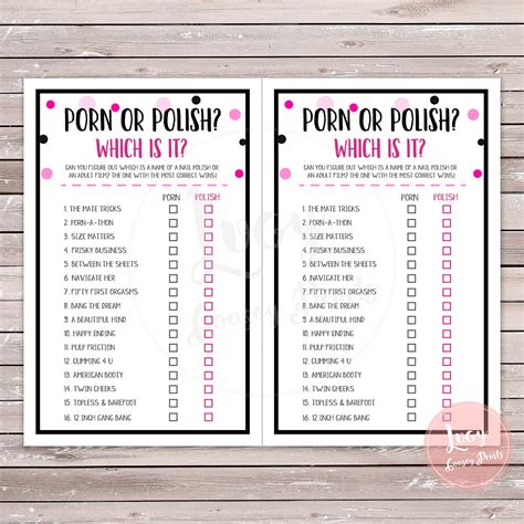 Porn Or Polish Instant Download Bachelorette Party Bridal Shower Wedding Shower Printable