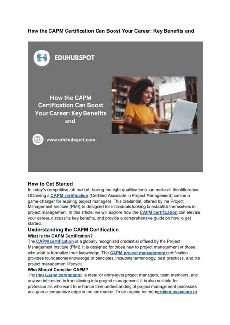 Ppt How The Capm Certification Can Boost Your Career Key Benefits And