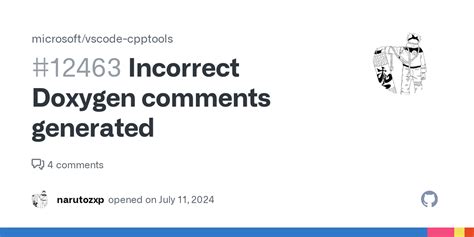 Incorrect Doxygen Comments Generated · Issue 12463 · Microsoftvscode Cpptools · Github