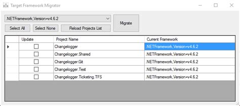 Как изменить Target Framework