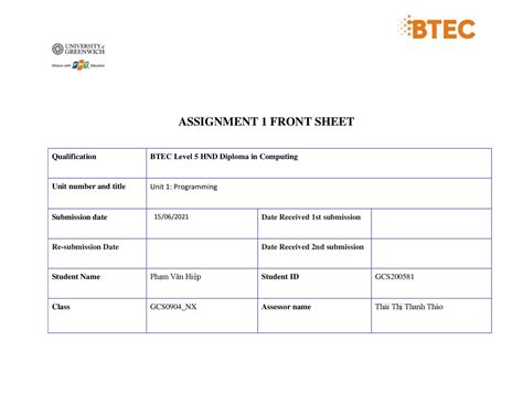 Assignment 1 Programming Docsity