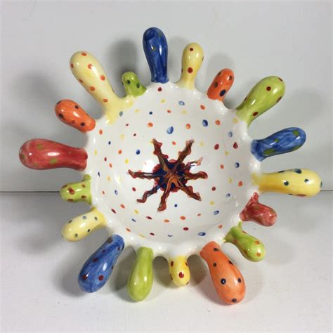 Hand Made Raindrop Splash Ceramic Pottery Bowl Etsy