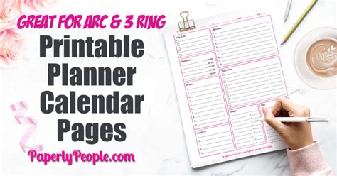 Printable Planner Calendar System For Staples Arc System Or 3 Ring Binder