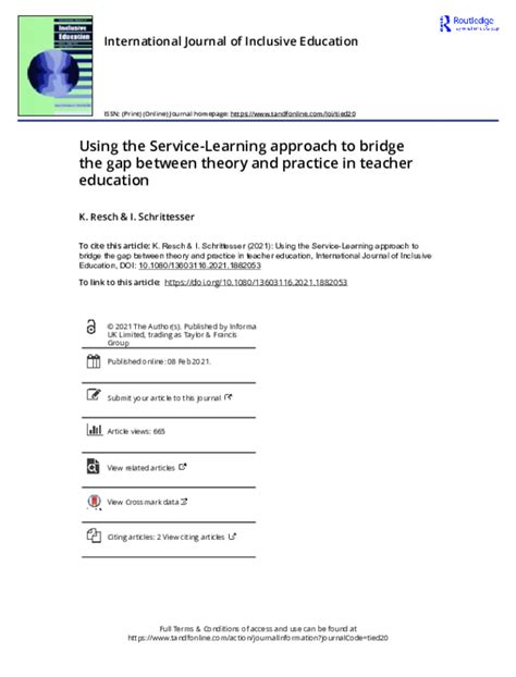 Pdf Using The Service Learning Approach To Bridge The Gap Between Theory And Practice In