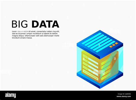 Concept Of Big Data Processing Energy Station Of Future Server Room Rack Data Center Isometric