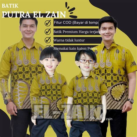 Kemeja The Newest Couple Sweet Batik Shirt Father And Son Lemon Batik Lime Batik Lemon Yellow