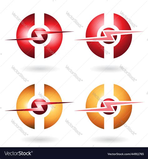 Red And Orange Horizontal Thunder Shapes Vector Image