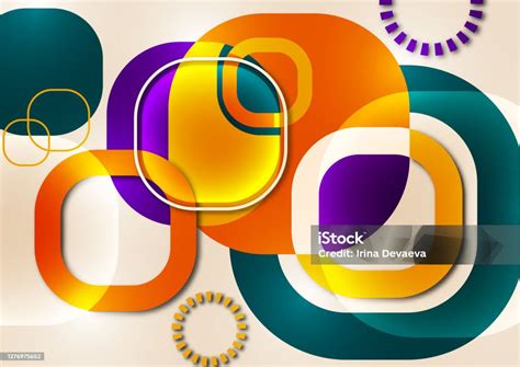 둥근 사각형이 겹쳐서 기하학적추상 배경 구성을 형성합니다 벽지 배너 배경 카드 일러스트 방문 페이지 커버 포스터 전단지에 대한 디자인 템플릿 0명에 대한 스톡 벡터 아트 및