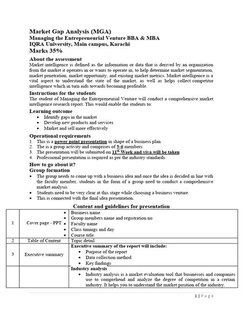 Mev Mba Market Gap Analysis And Execution Pdf Market