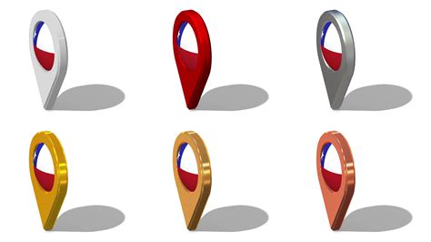 Chile Flag 3d Location Icon Seamless Looping Rotation In Different