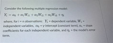 Solved Consider The Following Multiple Regression Model