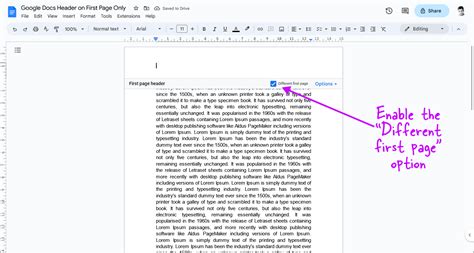 Google Docs Header On First Page Only Easy Steps