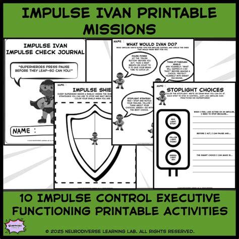 Impulse Control And Executive Functioning Printable Activities Sel Adhd