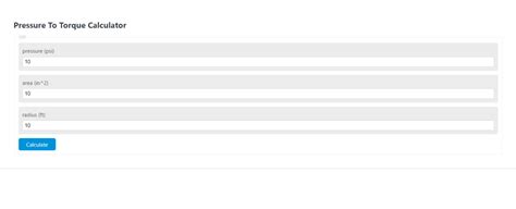 Pressure Torque Calculator Calculator Academy
