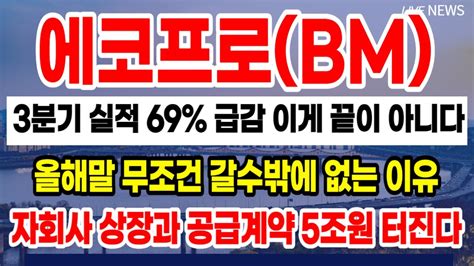 에코프로 에코프로비엠 3분기 실적 69 급감 여기서 끝이 아니다 올해말 무조건 갈 수밖에 없는 이슈 자회사 상장과