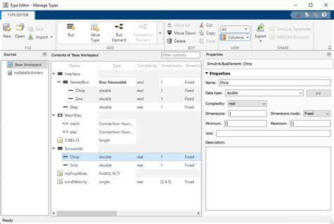 Type Editor Create Modify And Manage Types Such As Bus Objects Matlab