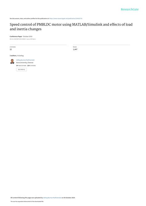 speed control of motor usinng matlab pdf