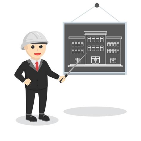 Engineer Explainin His Work Design Character On White Background