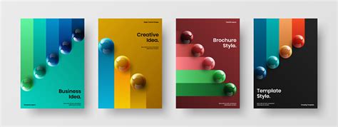 프리미엄 사실적인 공 카탈로그 커버 레이아웃 구성 독특한 엽서 A4 벡터 디자인 템플릿 번들 A4 용지에 대한 스톡 벡터 아트 및 기타 이미지 Istock