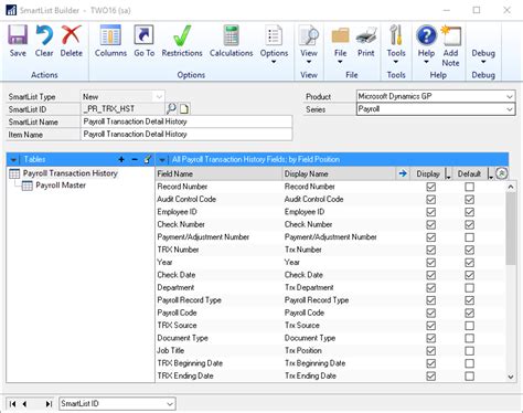 Payroll Transaction Detail History Smartlist Builder Template Eone Solutions