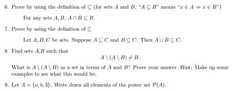 solved 6 prove by using the definition of ⊆ for sets a and
