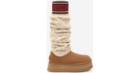 Ugg ® Classic Sweater Letter Tall Knit Classic Boots In Brown Lyst