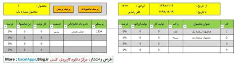 نرم افزار ثبت آمار تولید محصولات به تفکیک اپراتور ، تعریف لیست محصول و