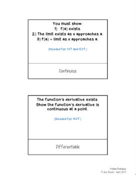 Flashcards For Calculus Review By Pi Are Round TpT