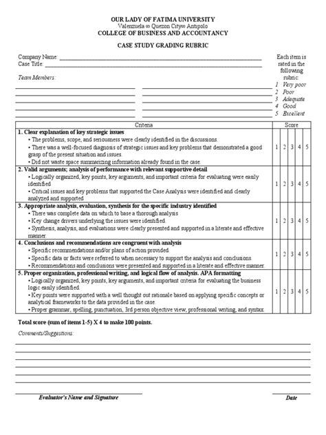 Case Analysis Rubrics Pdf Rubric Academic Argument