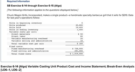 Solved SB Exercise 6 14 Through Exercise 6 15 Algo The Chegg Com