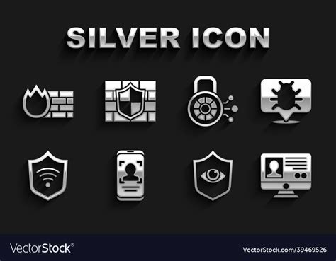 Set Mobile And Face Recognition System Bug Vector Image