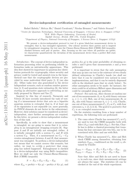 Pdf Device Independent Certification Of Entangled Measurements