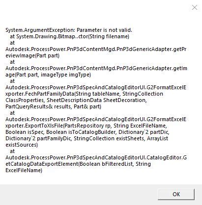 Spec Editor System ArgumentException Parameter Is Not Valid Autodesk Community